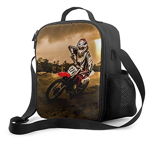 Nerxy Insulated Dirt-Bike Motocross Lunch Cooler Tote Bag Lightweight Motorcycle Reusable Thermal Lunch Bags Motorcyclist Food Container for Boys Men Girls