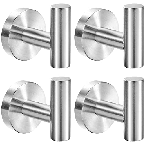 Lagita Bathroom Hooks Towel Hooks for Bathrooms Towel Hook Heavy Duty Door Hanger 4 Pack for Bathroom Bedroom Kitchen Hotel Pool, Silver