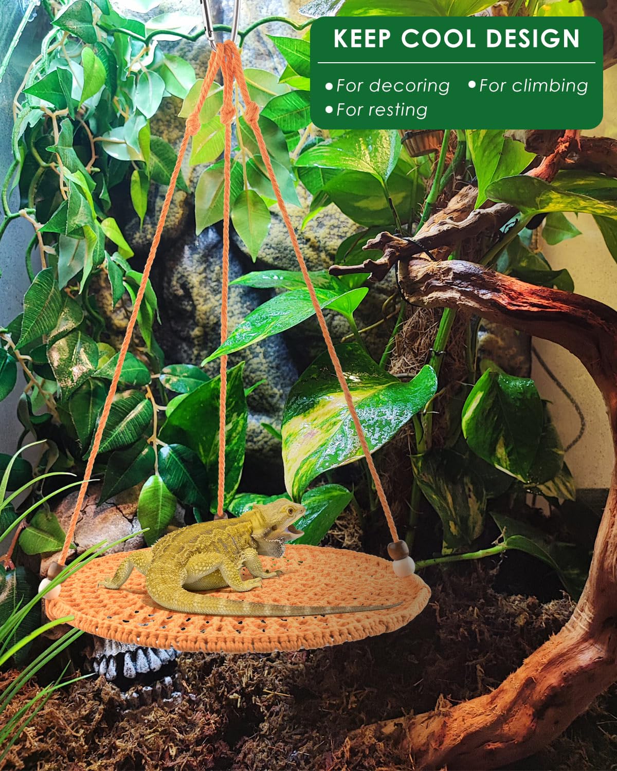 KATUMO Reptile Hammock, Bearded Dragon Hammock Reptile Swing Bed Reptile Lounger Terrarium Hanging Hammock for Bearded Dragon Lizard Snake Gecko Chameleon Parrot Hamster Small Pets