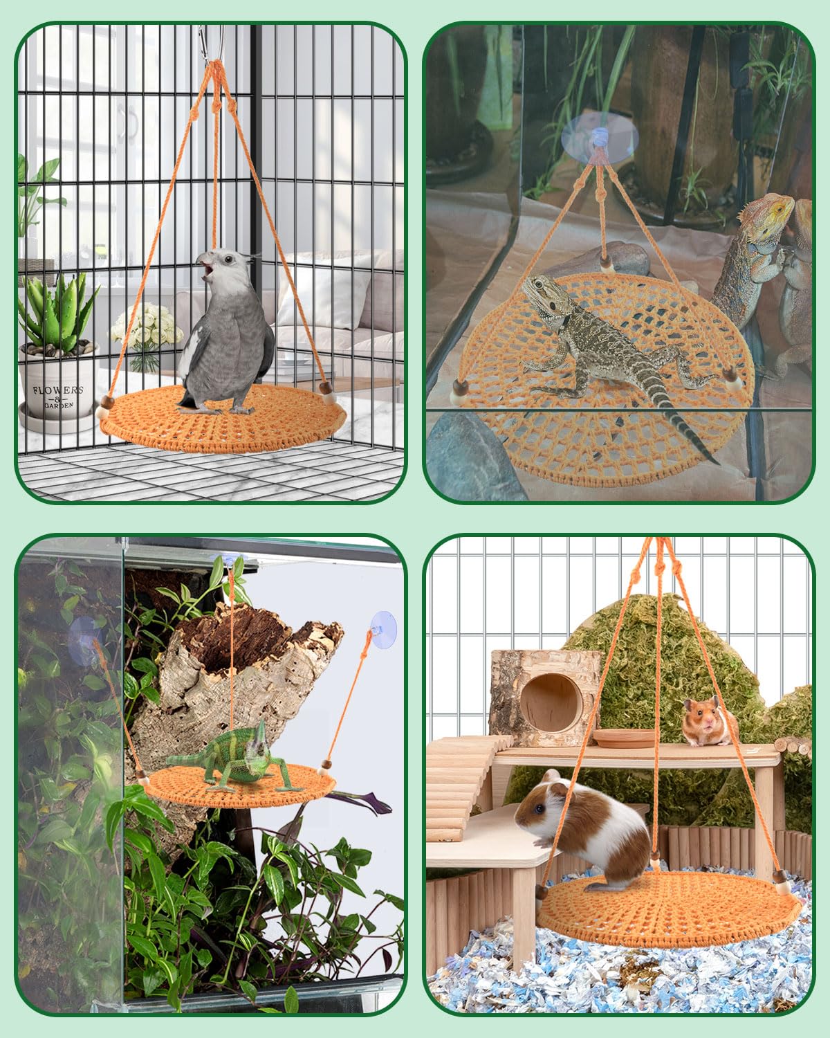 KATUMO Reptile Hammock, Bearded Dragon Hammock Reptile Swing Bed Reptile Lounger Terrarium Hanging Hammock for Bearded Dragon Lizard Snake Gecko Chameleon Parrot Hamster Small Pets