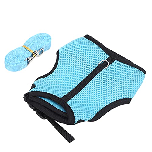 Rabbit Harness Set, Adjustable Buckle Breathable Small Animals Vest Harness Set with Mesh Leash for Rabbit Squirrel Bunny Ferret Guinea Pig(S)