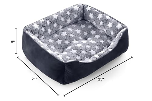 GASUR Rectangle Dog Bed for Large Dogs, Cozy Washable Bed Orthopedic Dog Sofa Bed, Pet Cuddler Anti-Slip Bottom, Soft Calming Sleeping Puppy Warming Puppy Bed (S Plus (25"x 21"x 8"), Black)