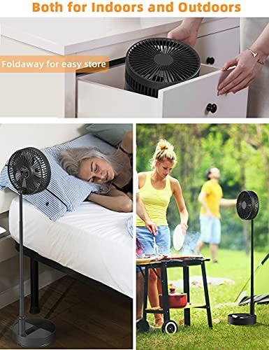 Koonie 8-Inch Foldaway Oscillating Fan with Remote Control, 7200mAh Rechargeable Battery Operated Pedestal Fan for Bedroom, Timer, 4 Speed, Fast Charging Portable Table Fan for Camping, Outdoor, Room