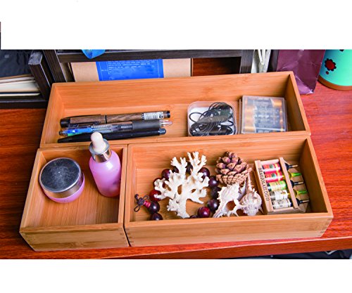 Sansnow Bamboo Kitchen Organizer Boxes Set 3 Pcs