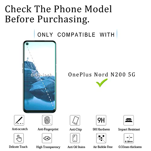KATIN [2-Pack] Tempered Glass For OnePlus Nord N200 5G Screen Protector Anti Scratch, Bubble Free, 9H Hardness, Easy to Install, Case Friendly, Opened Camera Hole