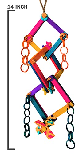 Fetch-It Pets 2 Pack Bird/Parrot Block Party & Fiesta Foraging Toys Suitable for Small Parrots, Parakeets, Cockatiel, Conures, Finches, Budgie, Macaws, Parrots, Love Birds