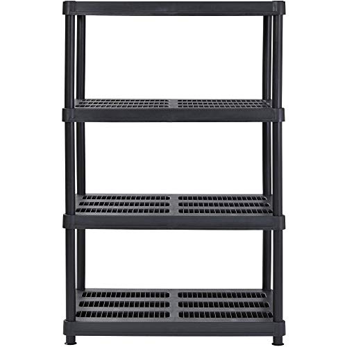 Astede Muscle Rack 36inw X 24ind X 56inh 4-shelf Resin Shelving Unit, Multi-use Storage Shelving Unit For Home Office Garage, Living Room, 600 Lb Capacity, Black