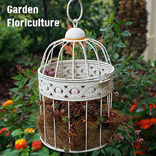 LASZOLA 2Pcs Handmade Woven Bird Breeding Nest Bed with 3.5 oz. Coconut Fiber, Flat Base Straw Bird Nest Hatch House Cage with Natural Coconut Fiber for Dove Pigeon Parrot Rabbits Hamster