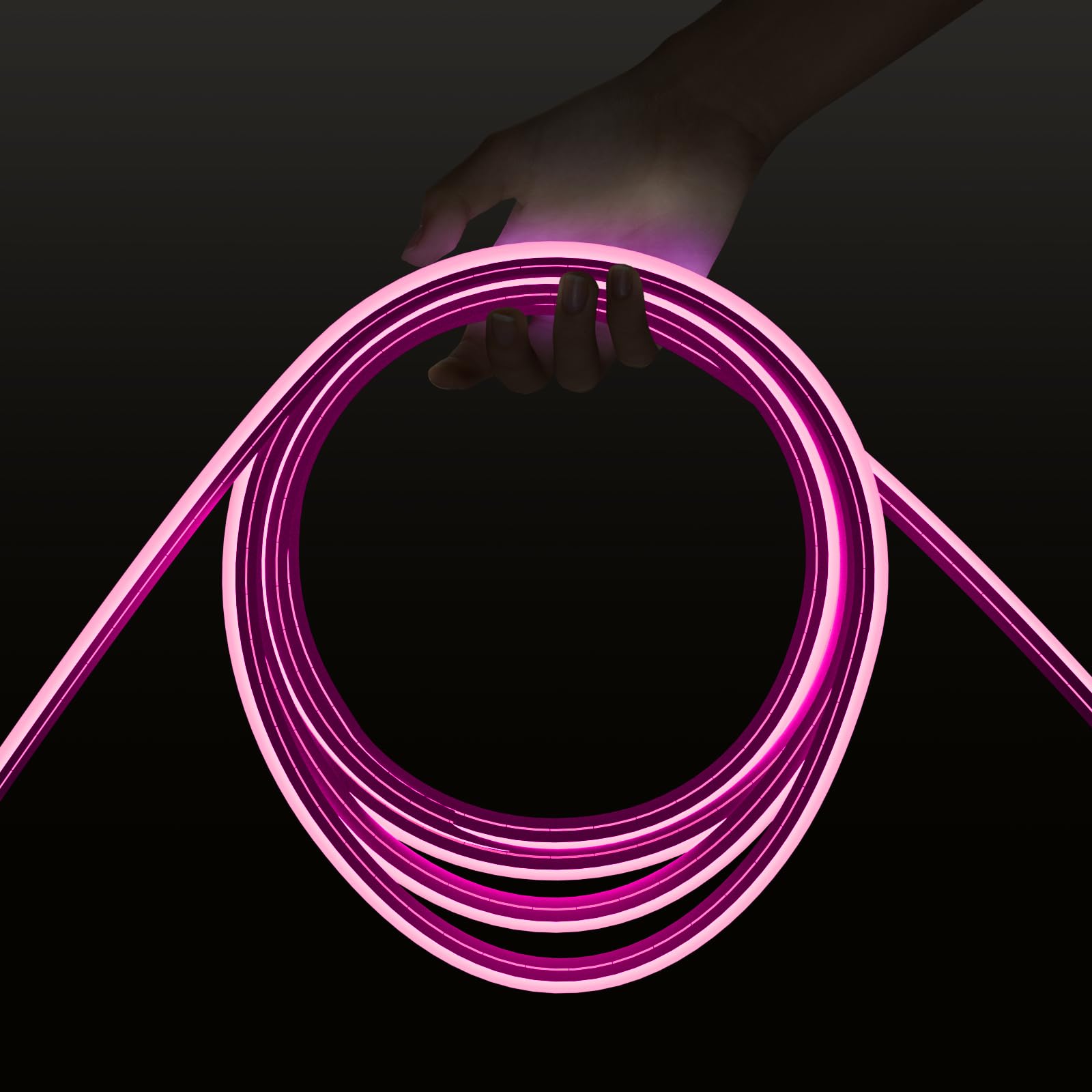 Annxrenn LED Neon Flexible Light Strip, 16.4FT/5M Neon Light Strip Pink 12V Silicone Neon Light Waterproof for Bedroom Indoors Home Decor (Power Adapter Included)