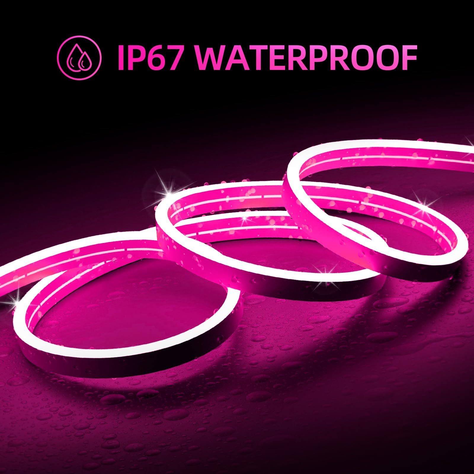 Annxrenn LED Neon Flexible Light Strip, 16.4FT/5M Neon Light Strip Pink 12V Silicone Neon Light Waterproof for Bedroom Indoors Home Decor (Power Adapter Included)