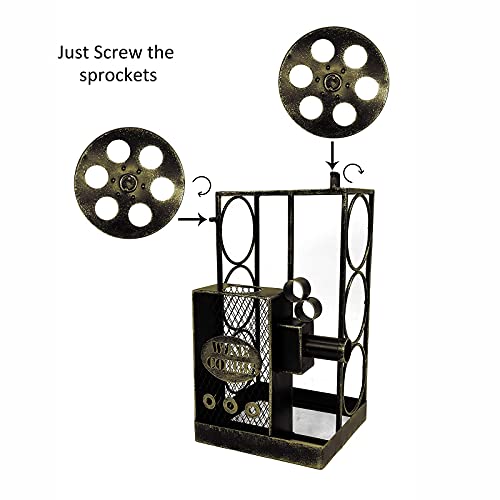 Aayla Tabletop Wine Rack – Retro Classic Movie Projector for Holding 3 Bottles with Cork Storage Perfect Wine Gift for Wine Lovers