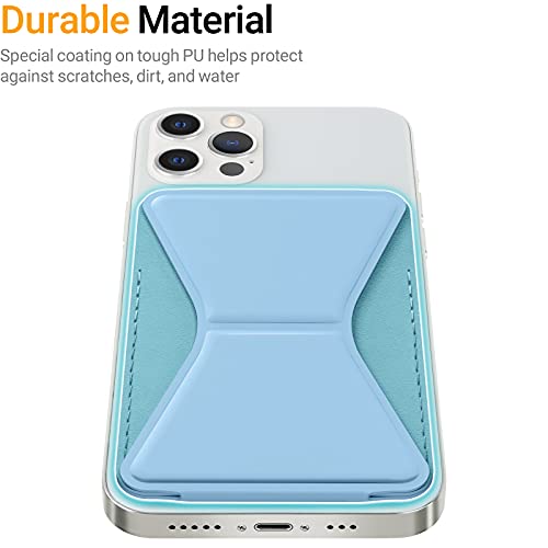 JUST4YOU Card Holder and Stand for Phone Case, Premium PU Leather 2 Card Storage Wallet Kickstand Grip Holder Stick on Back of Phone (Blue) CH_SD_BL