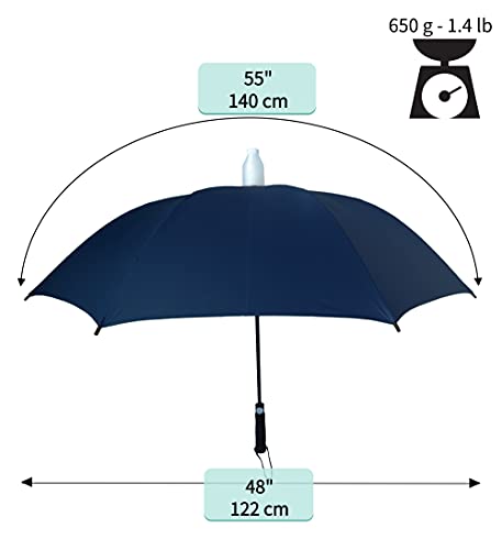 Innovate Golf Umbrella – Telescopic Cover Attachment – Fibreglass Frame – Automatic Open Button – Windproof – UV Protection with Blackout Shade – Large Canopy – Non-Drip – Quick Drying (Oxford Blue)