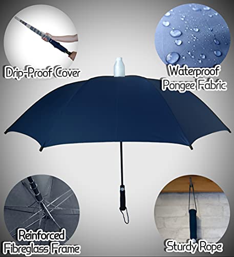 Innovate Golf Umbrella – Telescopic Cover Attachment – Fibreglass Frame – Automatic Open Button – Windproof – UV Protection with Blackout Shade – Large Canopy – Non-Drip – Quick Drying (Oxford Blue)