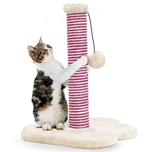 ABclown Cat Scratching Post Cat Tree Small Cat Tower with Natural Sisal Pole and Carpet Covered Heavy Base, Cat Claw Scratcher for Indoor Small Cats, Kitten Climbing Pole for Play Rest