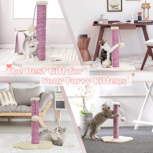 ABclown Cat Scratching Post Cat Tree Small Cat Tower with Natural Sisal Pole and Carpet Covered Heavy Base, Cat Claw Scratcher for Indoor Small Cats, Kitten Climbing Pole for Play Rest