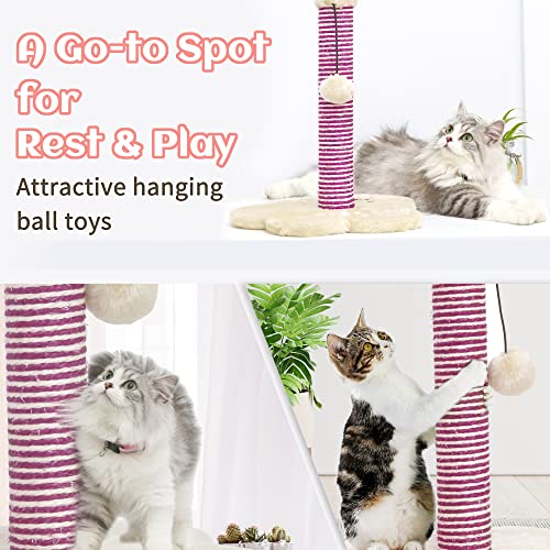 ABclown Cat Scratching Post Cat Tree Small Cat Tower with Natural Sisal Pole and Carpet Covered Heavy Base, Cat Claw Scratcher for Indoor Small Cats, Kitten Climbing Pole for Play Rest