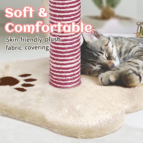 ABclown Cat Scratching Post Cat Tree Small Cat Tower with Natural Sisal Pole and Carpet Covered Heavy Base, Cat Claw Scratcher for Indoor Small Cats, Kitten Climbing Pole for Play Rest