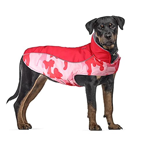 Warm Dog Jacket Reversible Fleece Winter Dog Vest for Cold Weather, Waterproof Windproof Dog Winter Coat Reflective with Magic Strip&Furry Collar for Small Medium Large Breeds Dogs Puppies Cat Pet