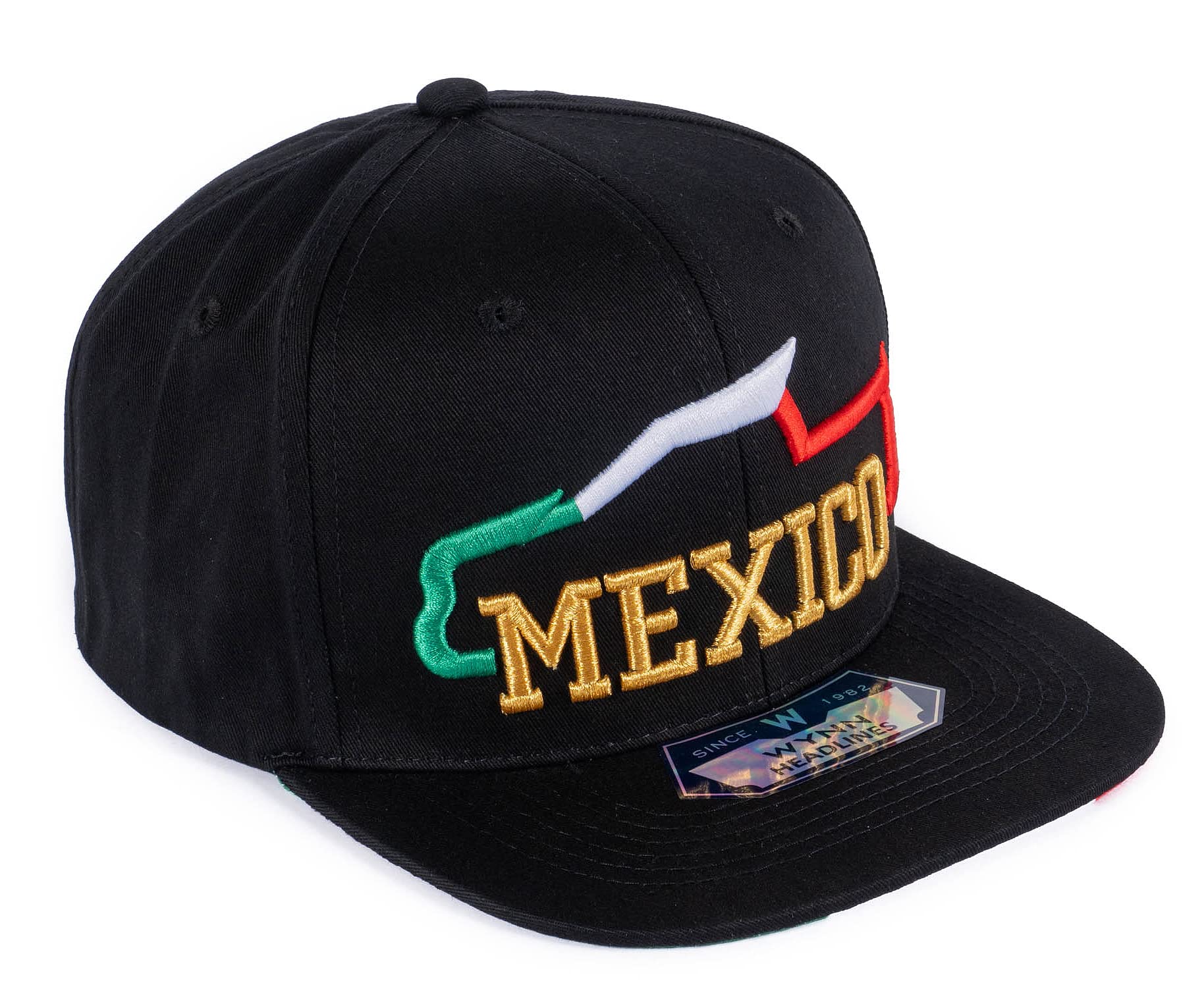 Mexican Hat Mexico State Federal Logo Embroidered Snapback Flat Bill Baseball Cap (Mexico) Black