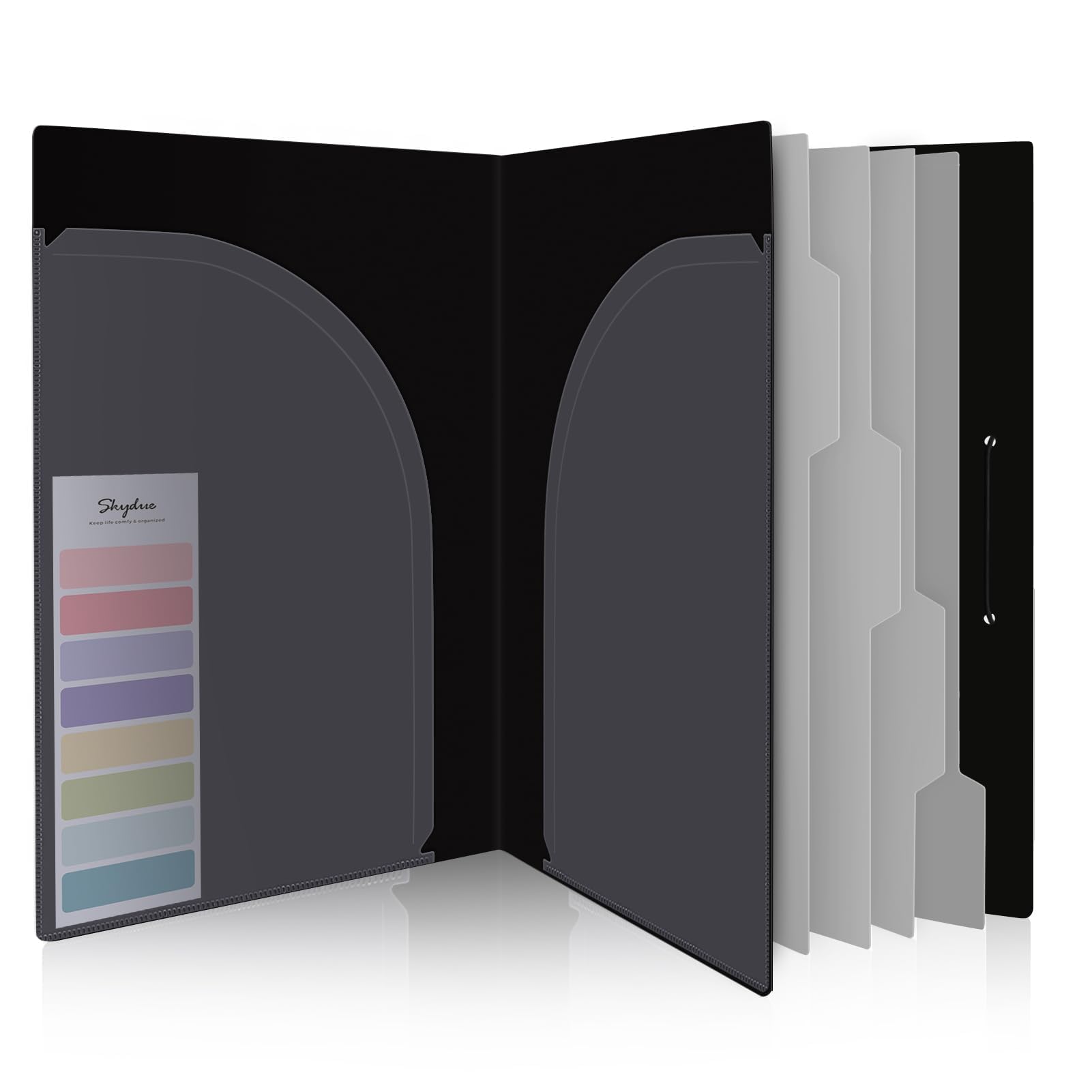 SKYDUE Accordion File Organizer, 5 Pocket Expanding File Folders with Pockets, Document Organizer, Portable Paper OrganizerďźSchool Office Supplies Black