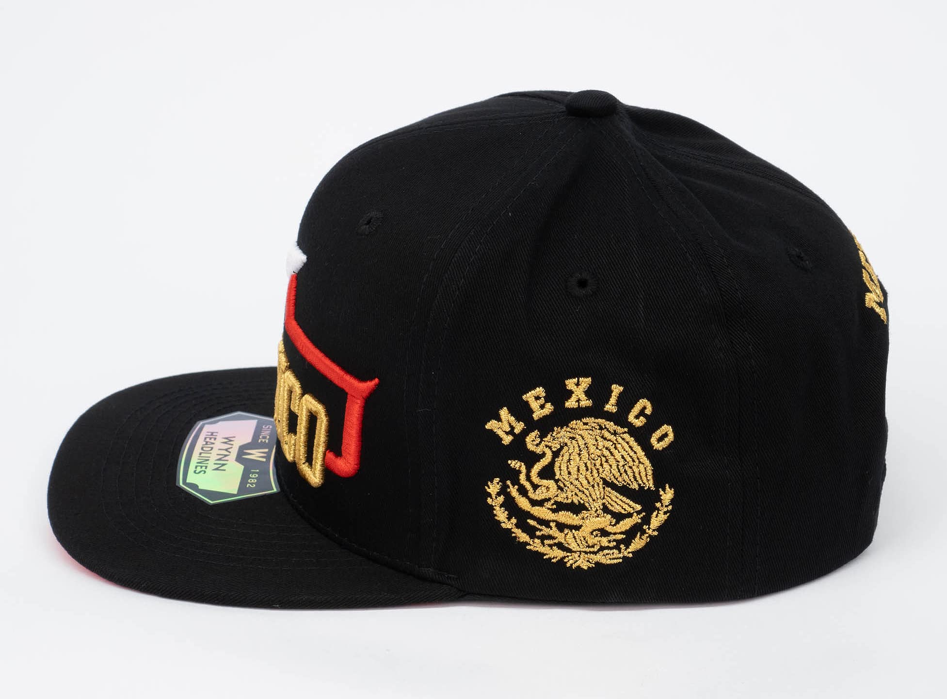 Mexican Hat Mexico State Federal Logo Embroidered Snapback Flat Bill Baseball Cap (Mexico) Black