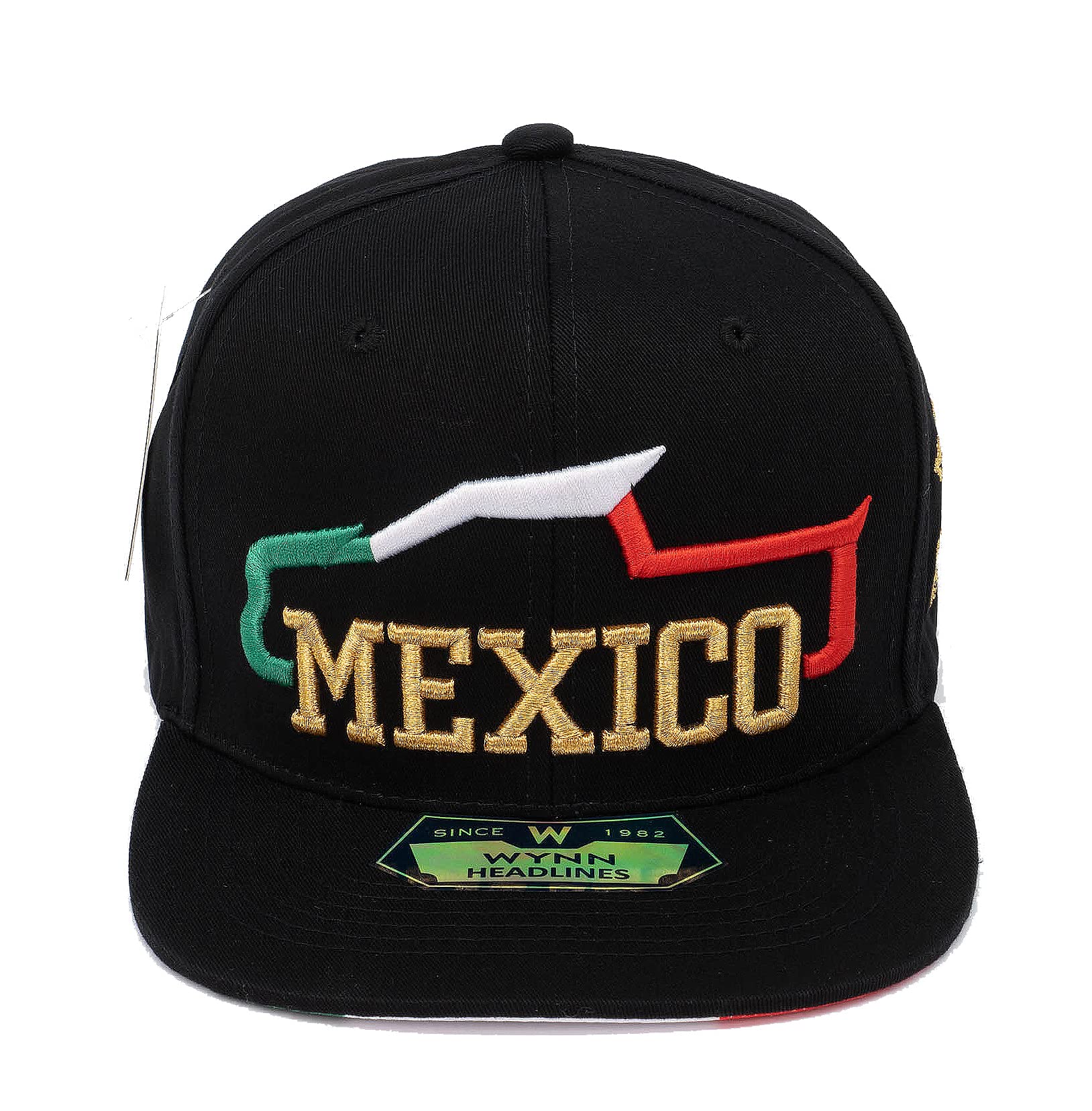Mexican Hat Mexico State Federal Logo Embroidered Snapback Flat Bill Baseball Cap (Mexico) Black