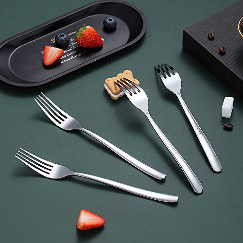 Dinner Forks 6 Piece, Stainless Steel Forks Silverware Set, Dessert Forks, Table Forks, Salad Forks for Home, Kitchen or Restaurant, Dishwasher Safe (Silver-8 Inch)