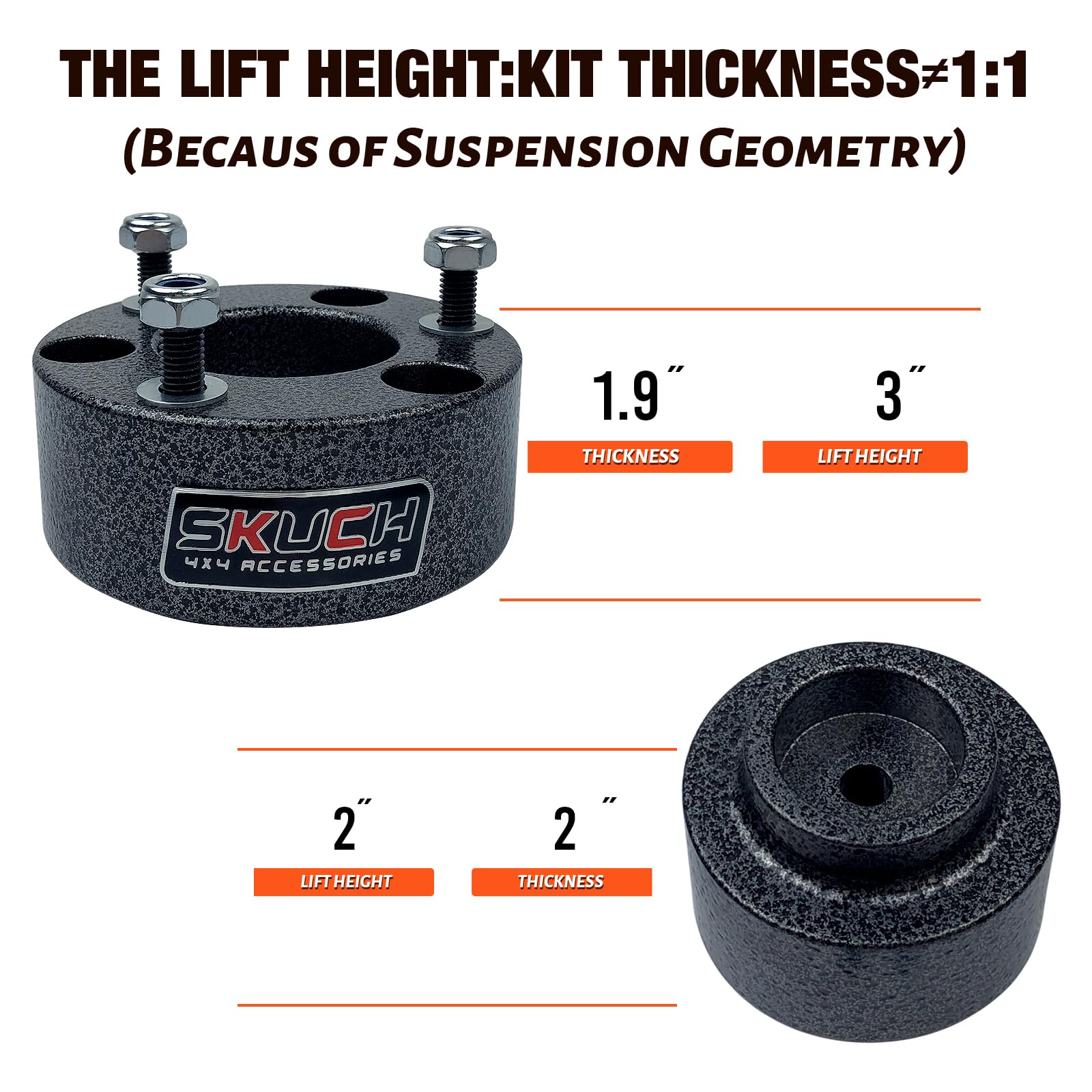 3" Front and 2" Rear Leveling Lift Kits for Dodge Ram 1500 4WD 2006-2022 Raise 3 Inch Front Strut Spacers and 2 Inch Rear Lift Spacer Suspension Lift Kit