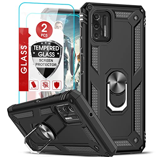 LeYi for Moto G Stylus Case, Moto G Stylus 2021 Case with 2 Tempered Glass Screen Protector, Military Grade Phone Case with Kickstand for Motorola G Stylus 2021 [Not Fit 5G/2020], Black