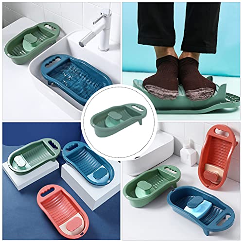 DOITOOL Washboard for Hand Washing Clothes Mini Washboard Personal Laundry Washboard Portable Socks Clothing Scrubbing Board Manual Clothes Handle Washboard 35x18cm