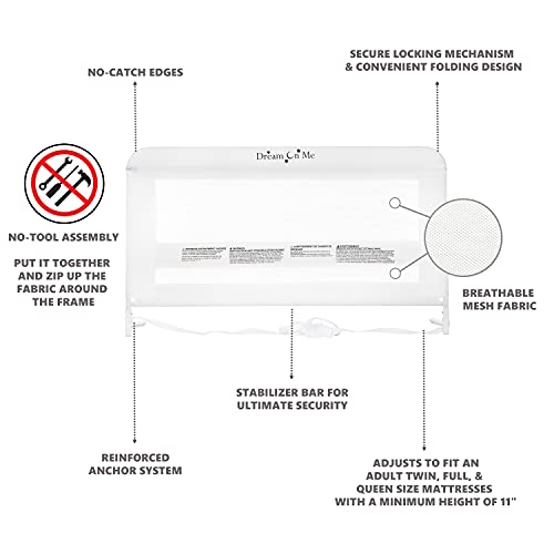 Dream On Me Lilibet Twin/Full/Queen Mesh Safety Bed Rails | Set Double Pack | 2340