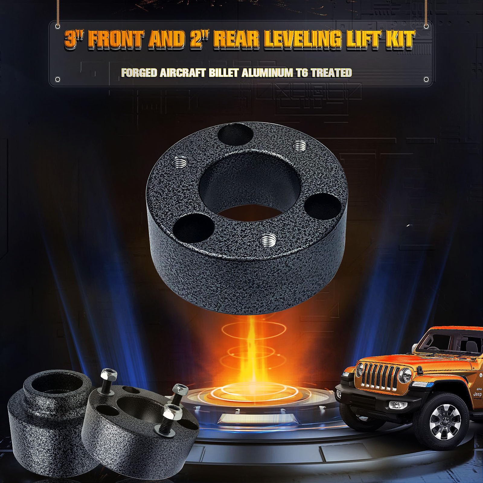 3" Front and 2" Rear Leveling Lift Kits for Dodge Ram 1500 4WD 2006-2022 Raise 3 Inch Front Strut Spacers and 2 Inch Rear Lift Spacer Suspension Lift Kit
