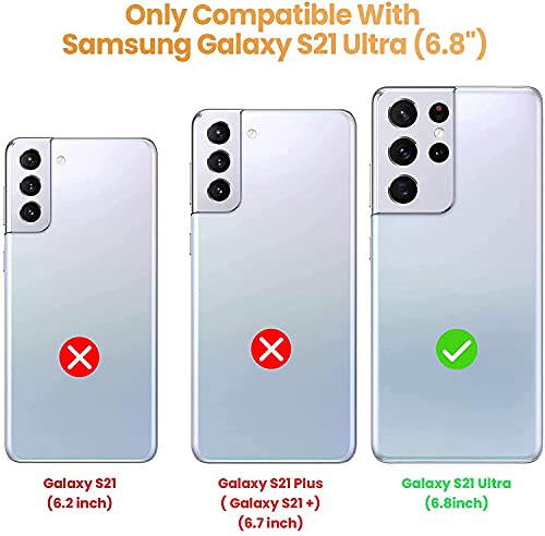 Tuokiou Clear Wallet Phone Case for Samsung Galaxy S21 Ultra 5G Upgrade Clear Card Slot Case Slim Fit Protective Soft TPU Shockproof with Cute Card Holder for Samsung Galaxy S21 Ultra 6.8 inch (2021)