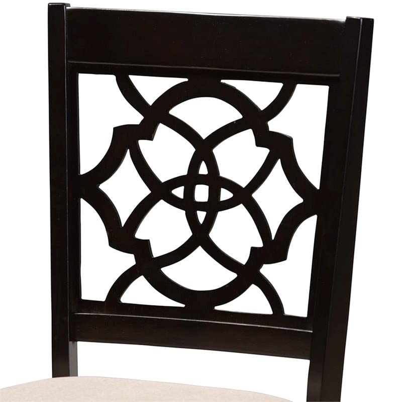 BOWERY HILL 17.9" Modern Oak Wood Dining Chair in Beige/Espresso (Set of 4)