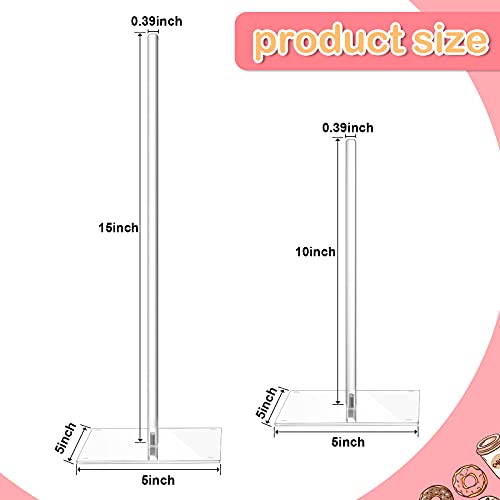 8 Pieces Acrylic Donut Stand Display Acrylic Doughnut Dessert Stand Table Clear Donut Bagel Display Clear Stand Holder Dessert Stand Table for Wedding Birthday Party, 10 inch and 15 inch