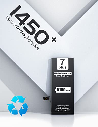 (5100mAh) Battery for iPhone 7 Plus(2022 New Version), (Model:A1661, A1784, A1785) High Capacity Than Others Replacement Battery with Complete Repair Tool Kit and Instructions .b