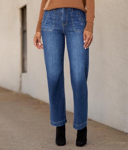 JAG Jeans Women's Sophia High Rise Wide Leg Jeans, Tidal Blue, 16