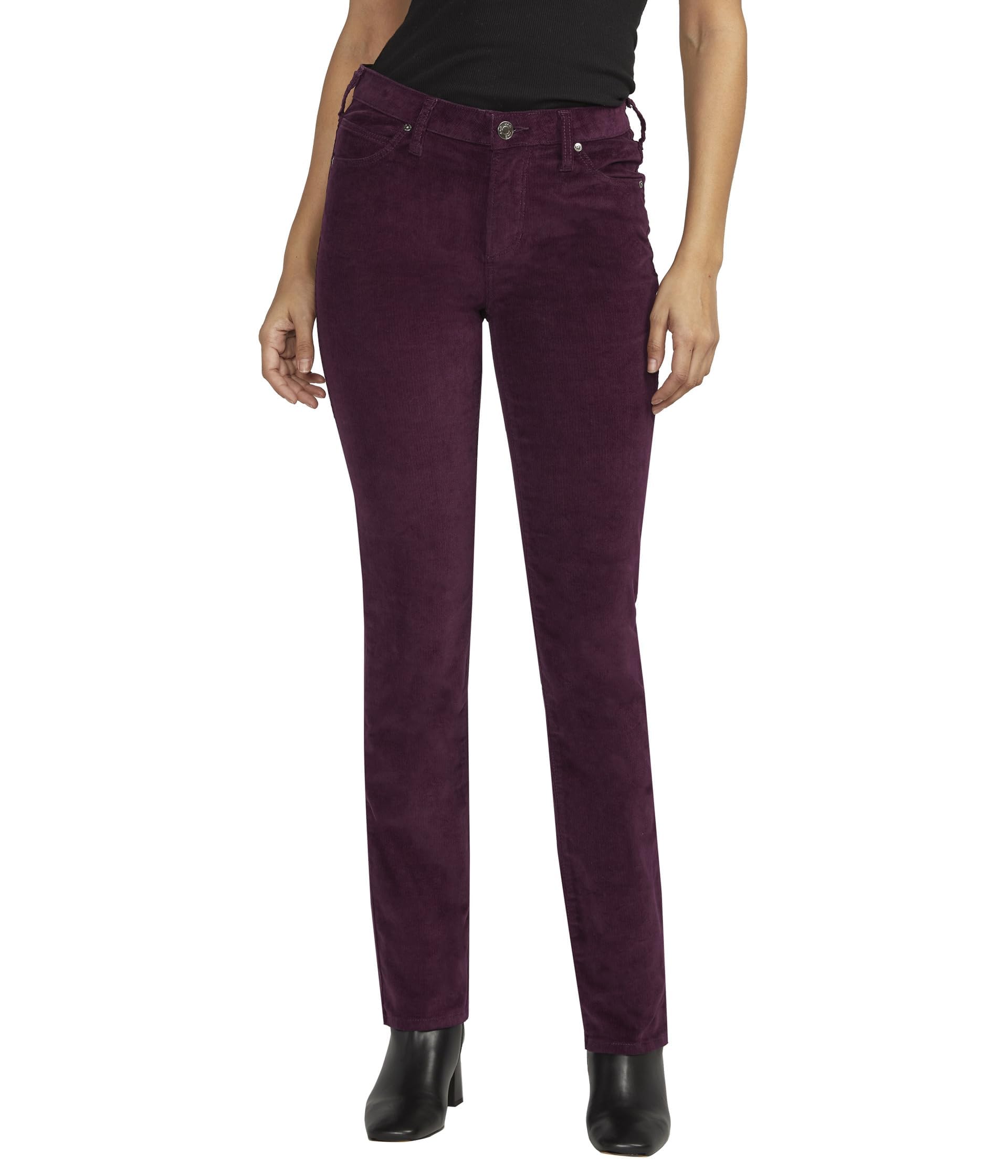 JAG Jeans Petite Ruby Mid-Rise Straight Leg Pants Sangria 10P (29.5" Waist) 30