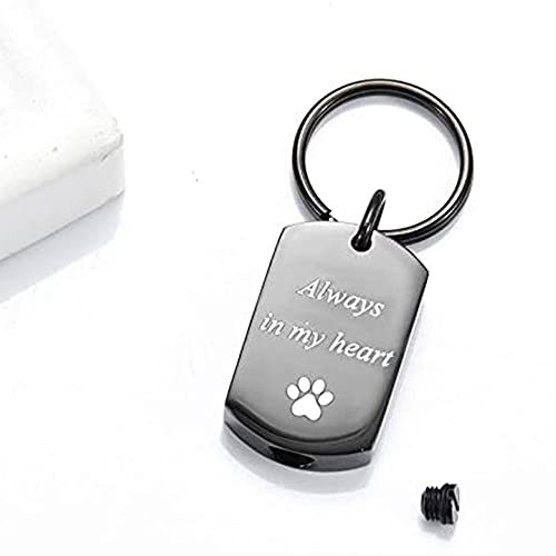QQJJSUDIW Urn Necklaces for Ashes Memorial Stainless Steel Pet Cremation Keychain Paw Print Keepsake Urn Dog/Cat Jewelry-A