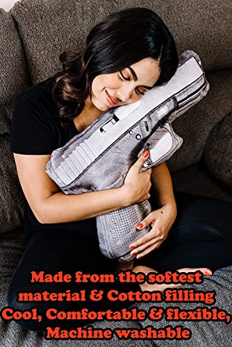 Caliber Gourmet Hug Soft Tactical Automatic Handgun Cushion Pillow, Cotton, Plush Stuffed, Throw Pillow, Decorative, Loved by Military Personnel, Veterans, Hunters, Gun Lovers