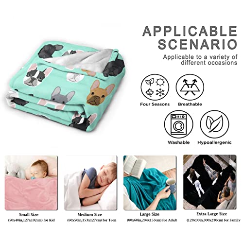 Lynnezilla French Bulldog Faces Pattern Throw Blanket | Flannel Fleece Ultra Soft Bedding Quilt Home Decor | Lightweight Soft Cozy Luxury Blanket for All Season Extra Small 40x30in for Pets