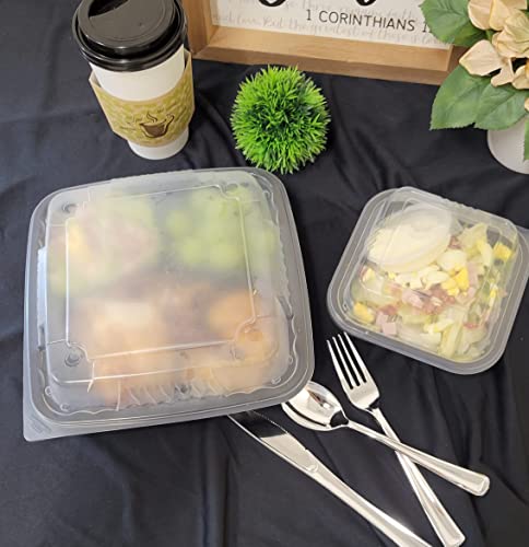 ecopax 75 Sets PP Pebble Box Serving Tray and Vented Lid, Food Container (9x9 3 Compartment) Lunch Box, Food Container, Black
