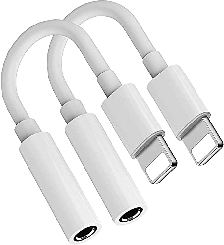 2Pack Lightning to 3.5mm Female Headphone Jack Adapter, [Apple MFi Certified] Lightning to Aux Audio Dongle Cable Cord iPhone 3.5mm Headphones/Earphones Jack for iPhone 12/12 Pro/11/X XR XS 8 7 iPad