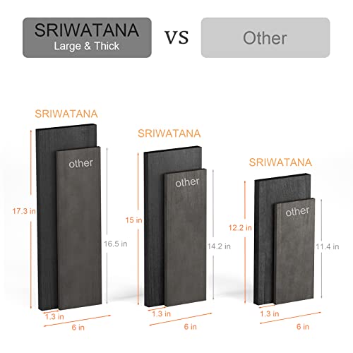 SRIWATANA Floating Shelves Wall Mounted, Rustic Wood Wall Shelves Set of 3 for Bedroom, Living Room, Kitchen, Bathroom - Black