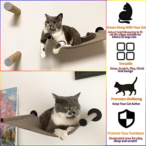 NEECONG Cat Hammock Wall Mounted Cat Wall Shelves Furniture for Sleeping, Playing, Climbing, and Lounging - Metal Bracket Easily Holds up to 45 lbs…