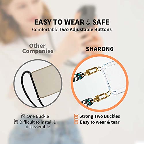SHARON6 Crossbody Phone Case Compatible with iPhone 11 Clear Transparent PC+TPU Hard Case Holder Adjustable Lanyard Strap Necklace TUK CASE (Black)