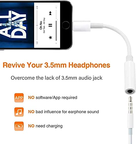 2Pack Lightning to 3.5mm Female Headphone Jack Adapter, [Apple MFi Certified] Lightning to Aux Audio Dongle Cable Cord iPhone 3.5mm Headphones/Earphones Jack for iPhone 12/12 Pro/11/X XR XS 8 7 iPad