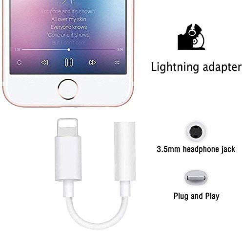 2Pack Lightning to 3.5mm Female Headphone Jack Adapter, [Apple MFi Certified] Lightning to Aux Audio Dongle Cable Cord iPhone 3.5mm Headphones/Earphones Jack for iPhone 12/12 Pro/11/X XR XS 8 7 iPad