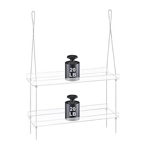 Sumerflos Acrylic Hanging Floating Shelves, 2Tier Clear Indoor Wall Window Storage Rack, Height Adjustable Display Floating Shelves for Home, Kitchen, Bedroom, Bathroom